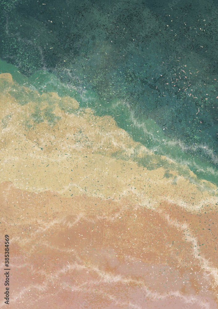Boho Sea Beach with Waves Print.. Abstract Background. Bohemian ...
