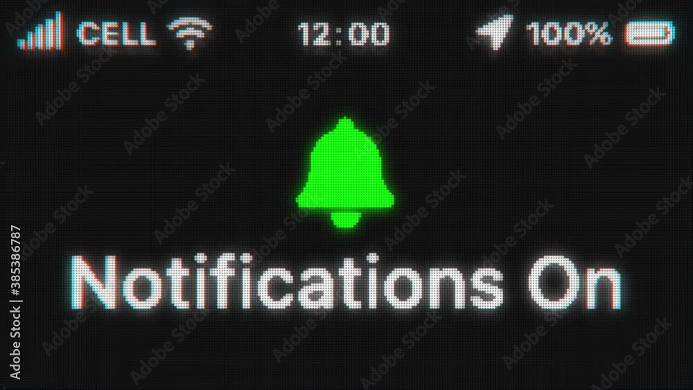 Notifications On appear on old display. Pixeled text animation with ...