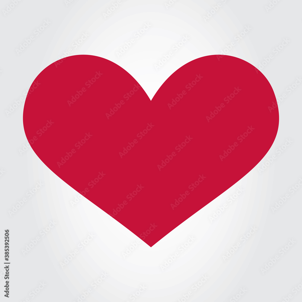 Red heart icon vector. Flat love icon isolated on white. Red heart ...