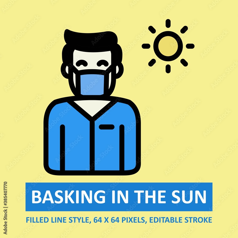 Basking in The Sun Illustration Vector Icon Filled Outline style ...