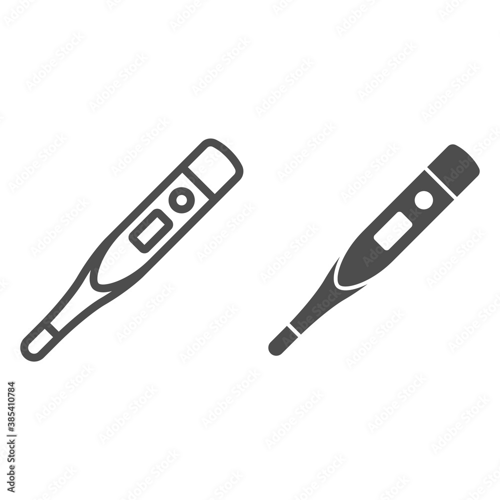 Medical thermometer line and solid icon, healthcare concept, Medical ...