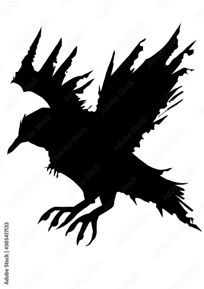 Black Crow Vector Art Illustration Stock Illustration | Adobe Stock