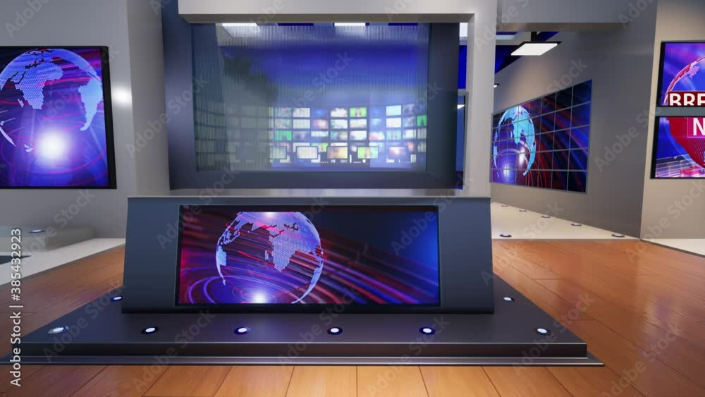3D Virtual TV Studio News Stock Video | Adobe Stock