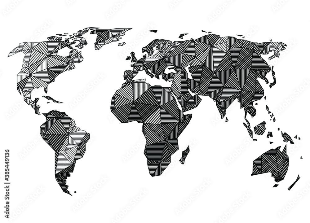 Abstract geometric earth map concept. Vector illustration. Low poly ...