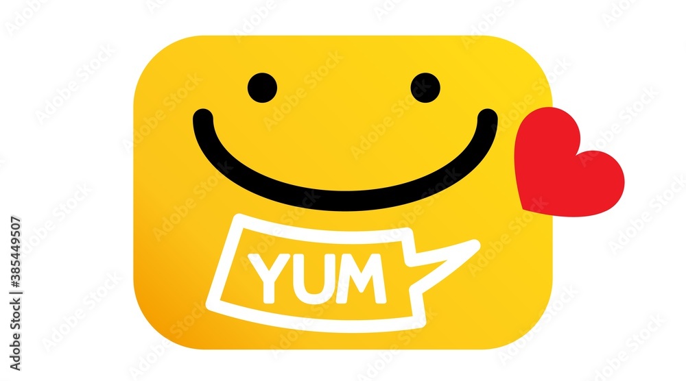 Yummy face happy smile vector cartoon line emoticon with tongue lick ...