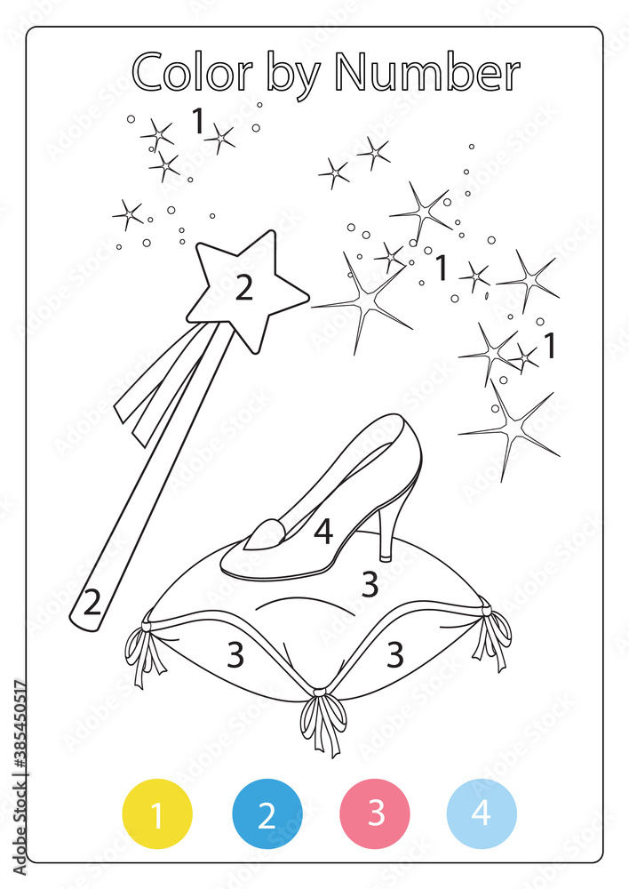 Education developing worksheet. Color by Number. Game for kids ...