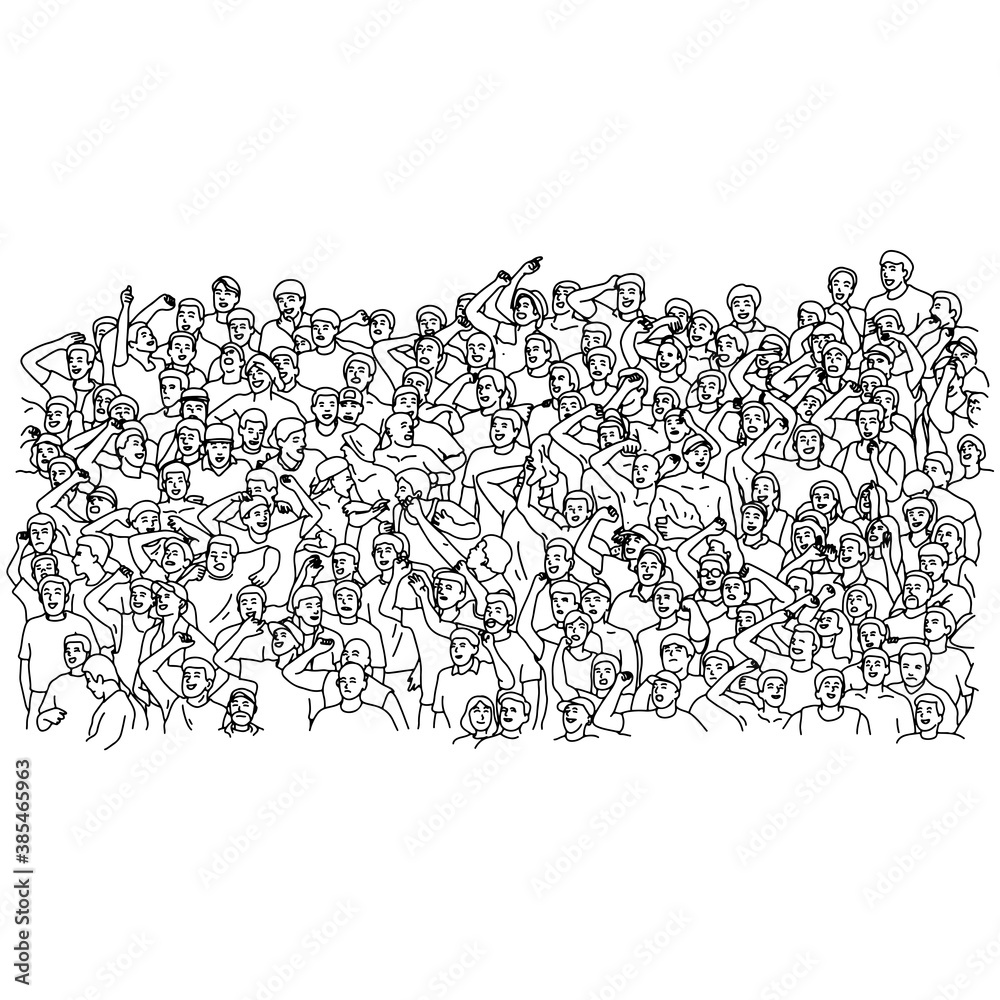 crowd sport fans cheering their team on stadium vector illustration ...