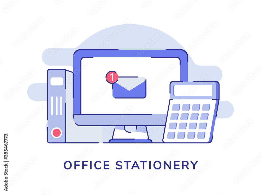 Office stationery concept email notification on display computer screen ...