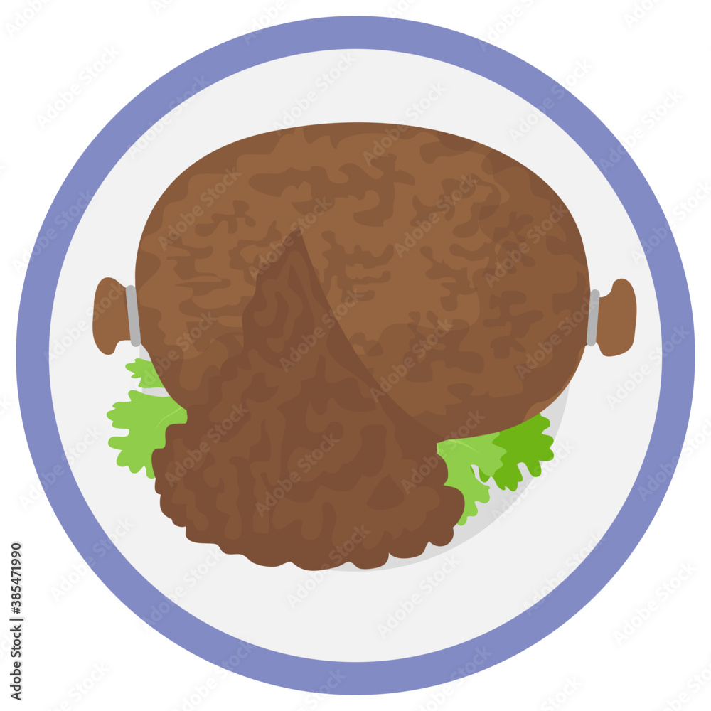 Haggis on a platter Concept, Savoury Pudding Vector Icon Design ...