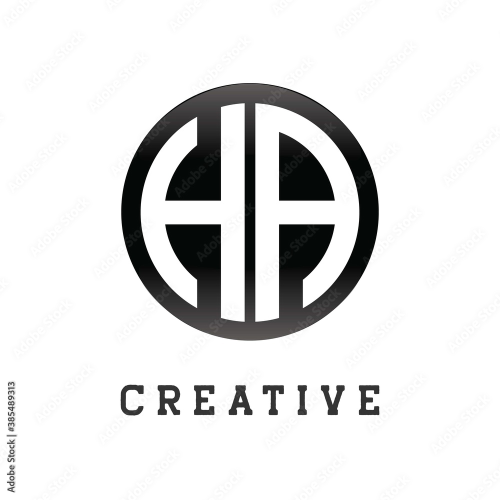 Initial Letter HA Circle Shape Monogram Black Design Logo Stock Vector ...