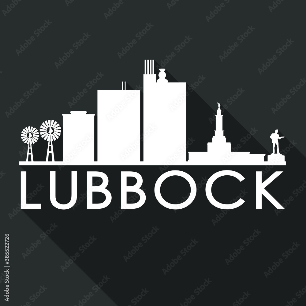 Lubbock Texas Texas Flat Icon Skyline Silhouette Design City Vector Art ...