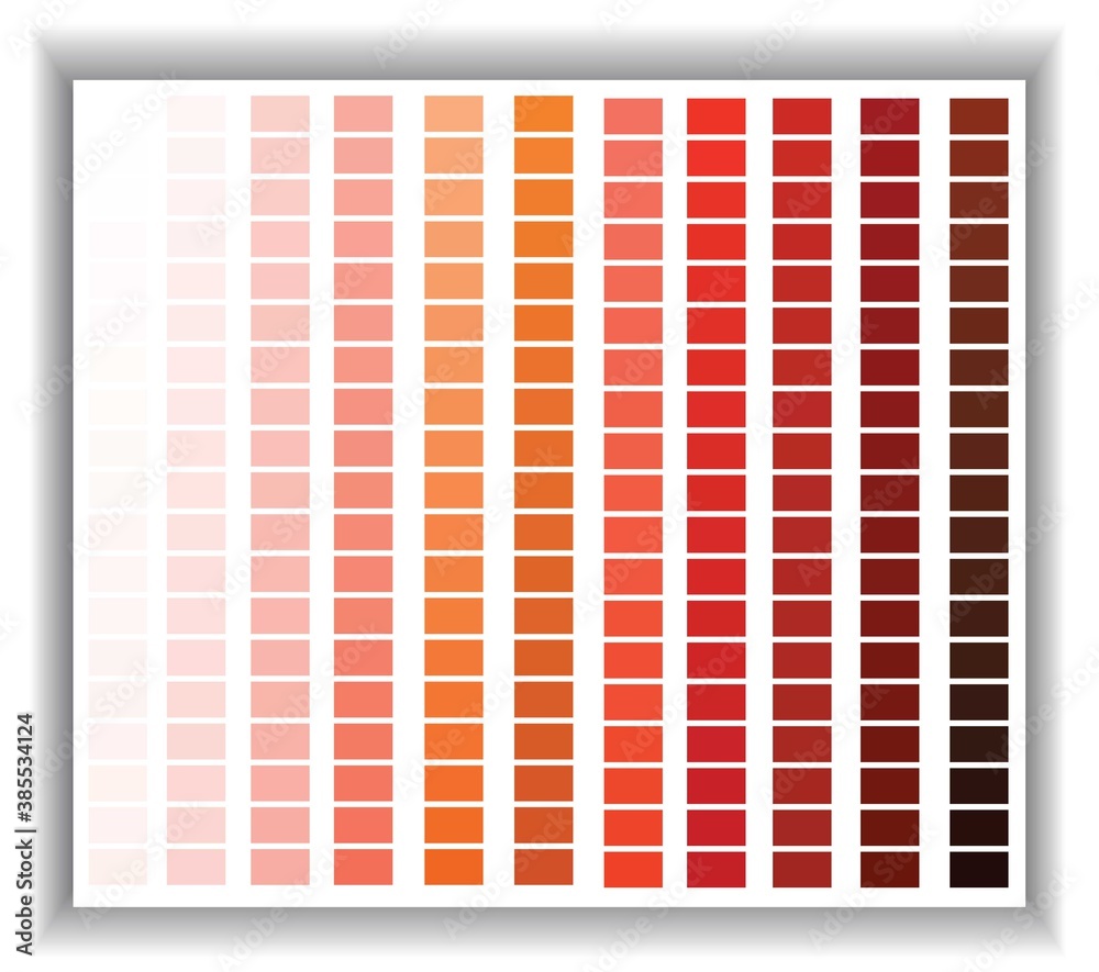 Red color palette, color shade, color blend illustration Stock ...
