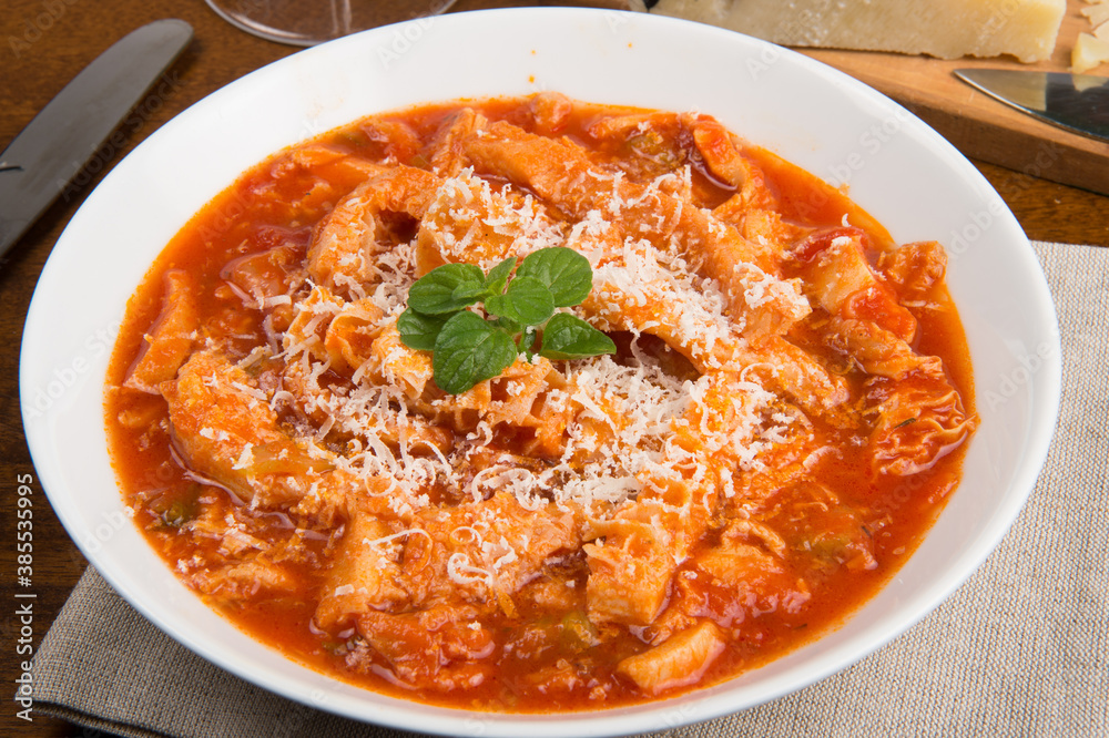 tripe with tomato sauce called tripe alla romana, a typical dish from ...