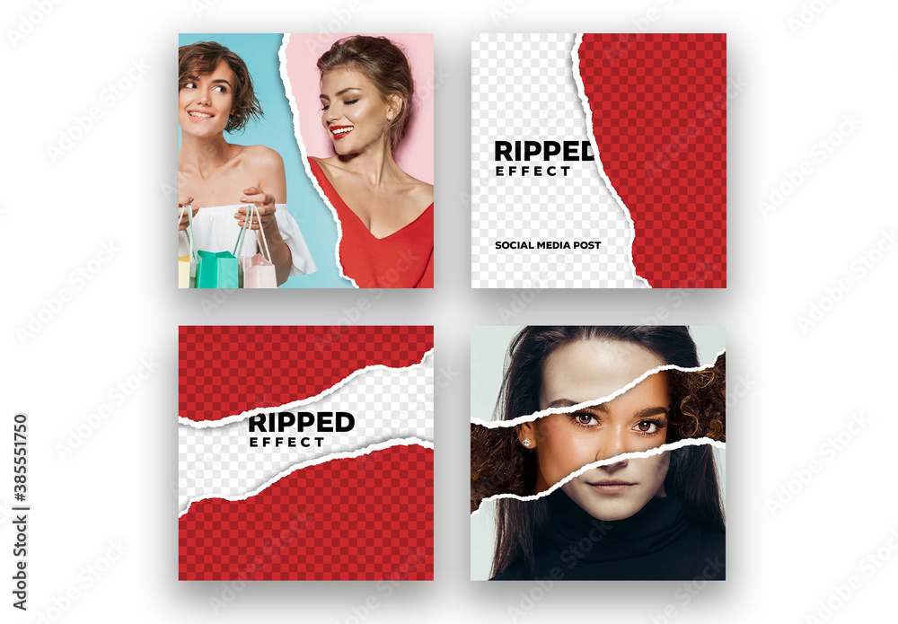 Ripped Paper Effect for Social Media Post Layout Stock Template | Adobe ...