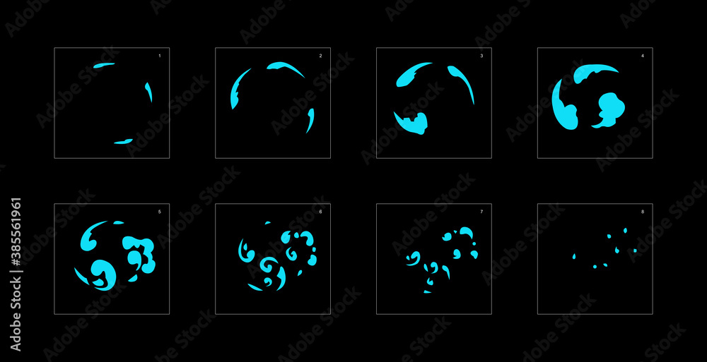 Smoke effect. blue smoke animation sprite sheet. classic smoke effect ...