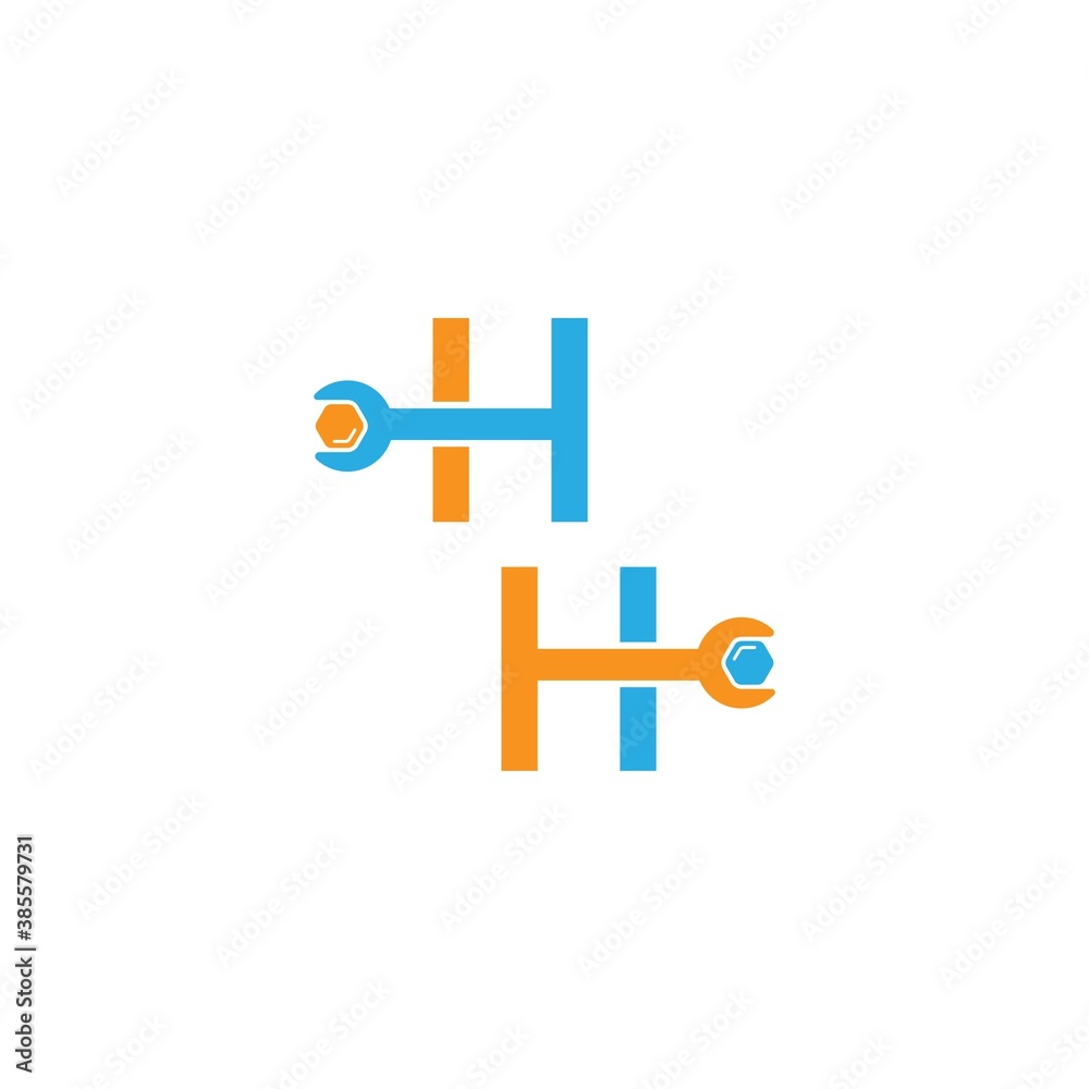 Letter H logo icon forming a wrench and bolt design Stock Vector ...