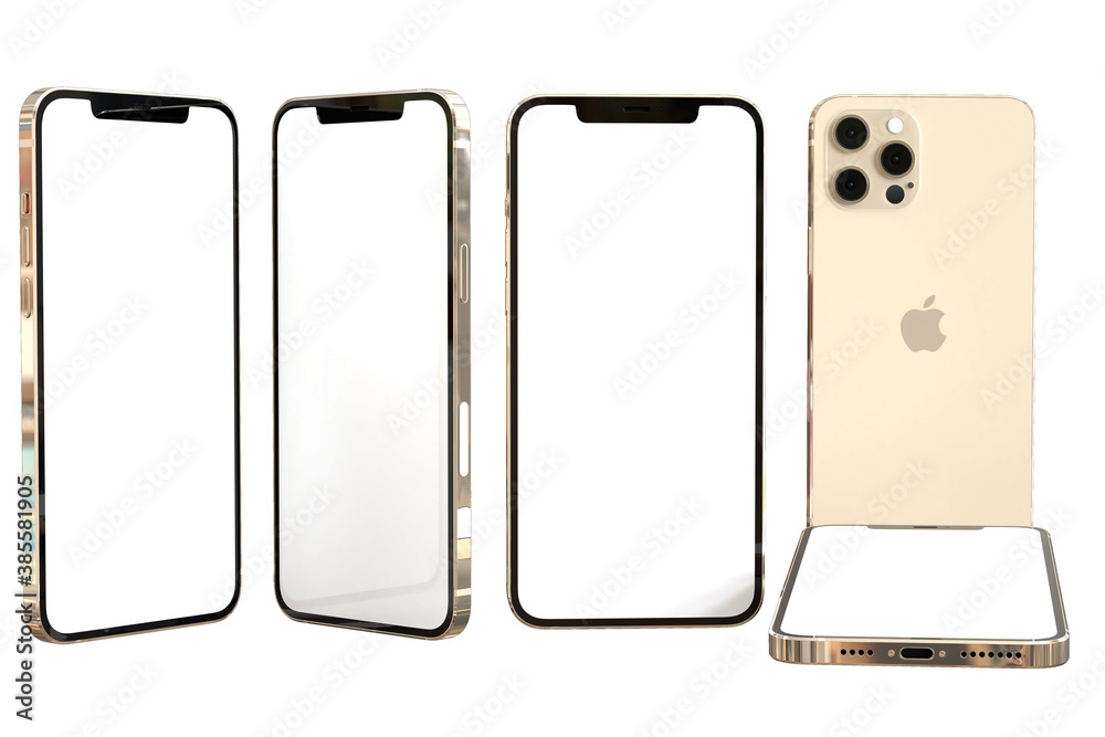 Iphone 12 Pro max Front and back side mock up with white screen ...