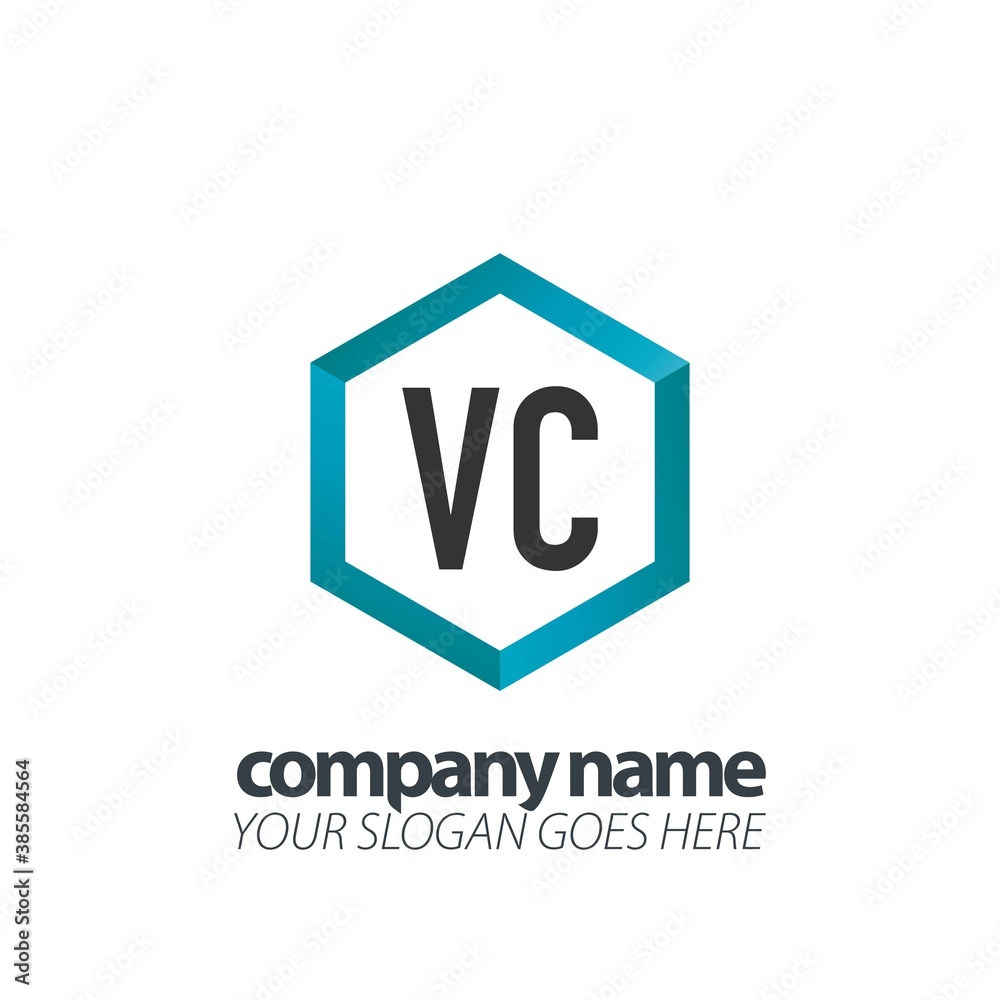 Initial Letter VC Hexagon Box Creative Logo Black and Blue Stock Vector ...