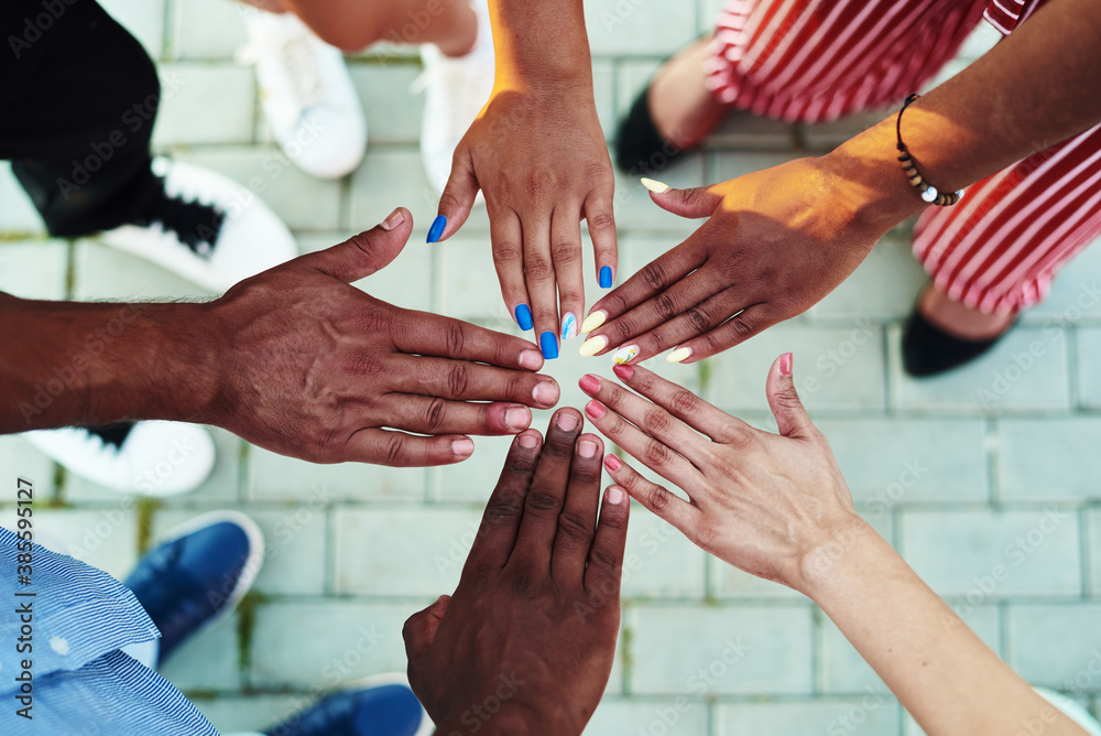 Black people with hands joined. Group of people stacking hands together ...