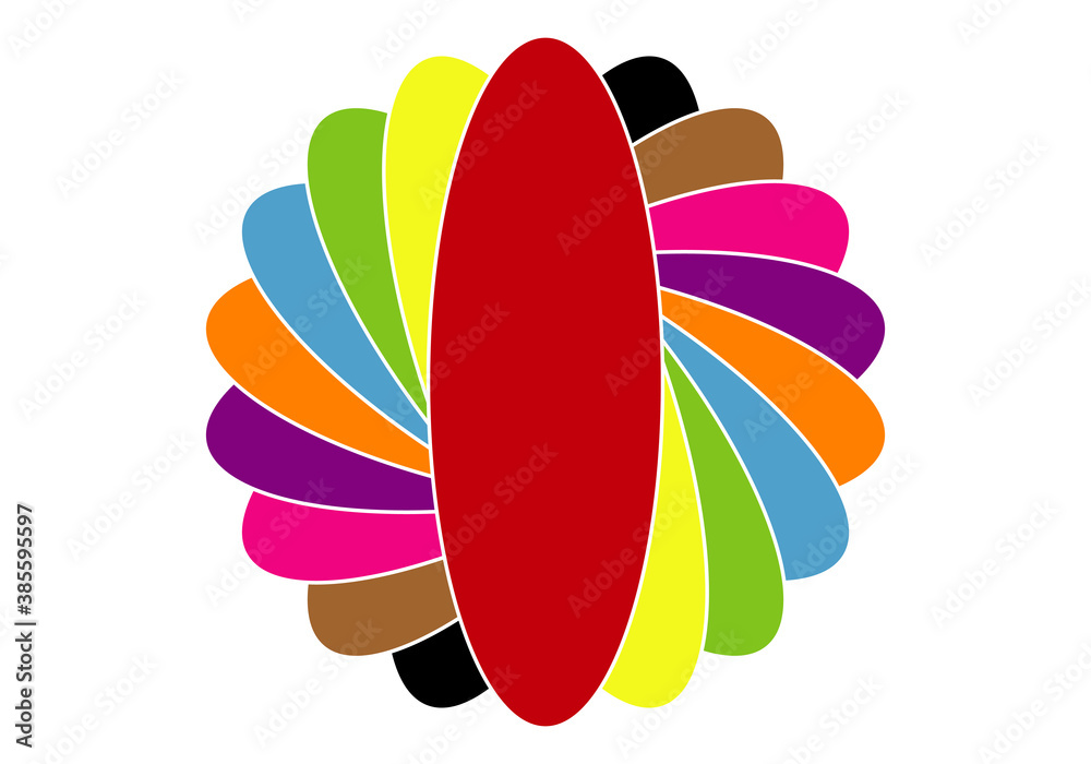 Elipses de colores girando sobre fondo blanco Stock Vector | Adobe Stock