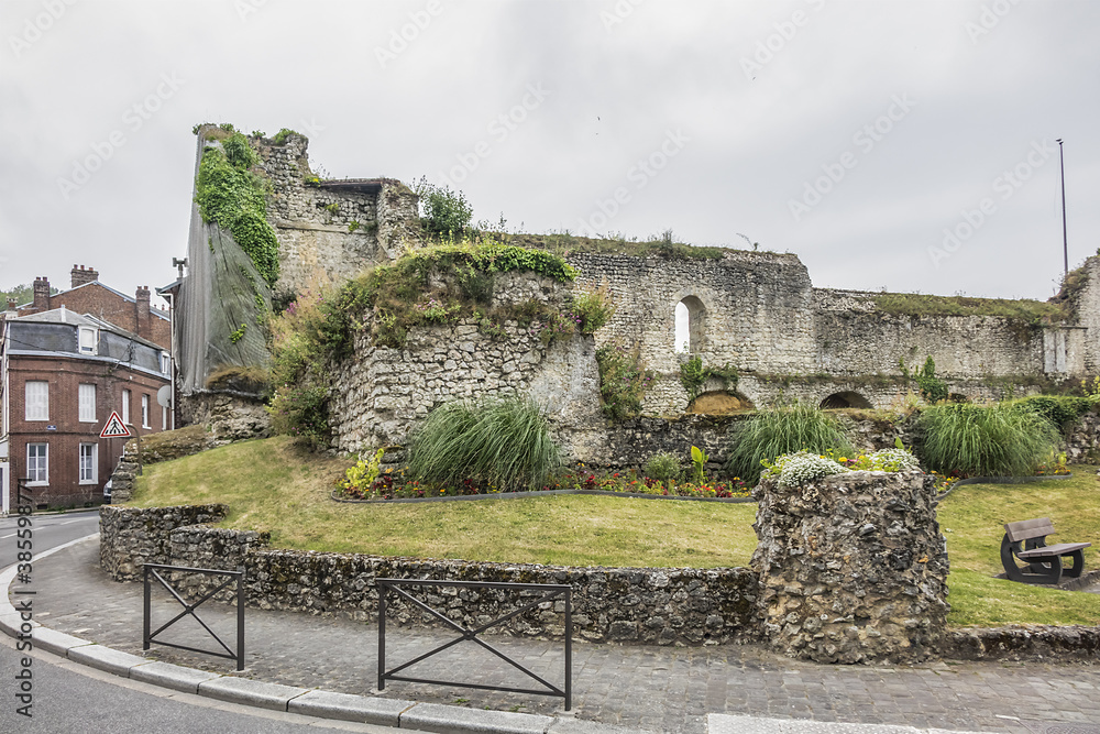 Ruins of Ducal Palace in Fecamp. Once belonging to Dukes of Normandy ...