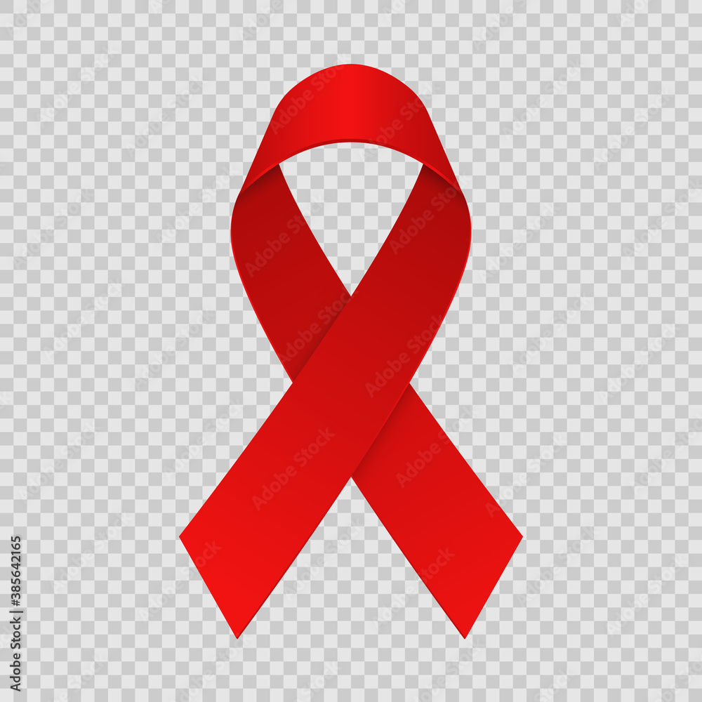 Realistic red ribbon, world aids day symbol, 1 december. World cancer day symbol. Design ...