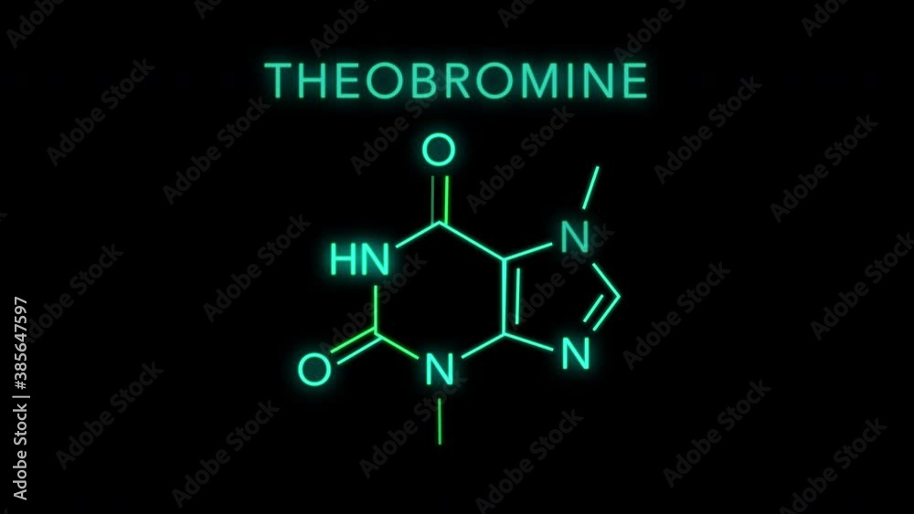 Theobromine or Chocolate Molecular Structure Symbol Neon Animation on ...