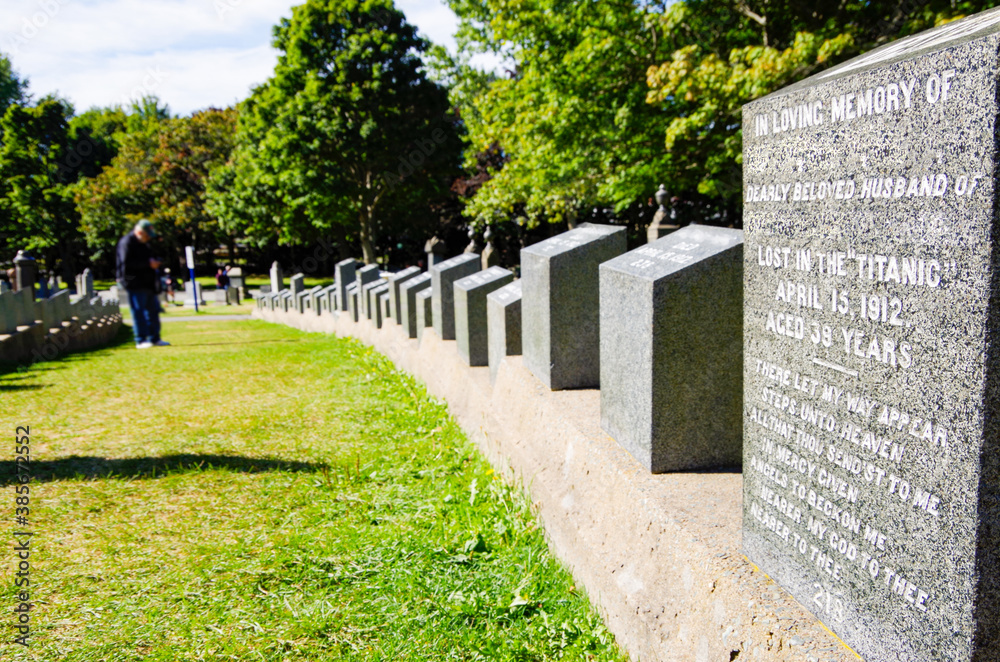 Canada, Nova Scotia, Halifax. Fairview Lawn Cemetery, memorial landmark ...