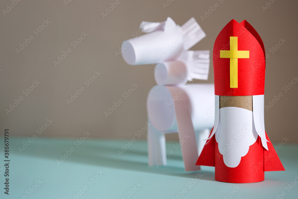 paper craft for kids. DIY toy Saint Nicholas and white horse for ...