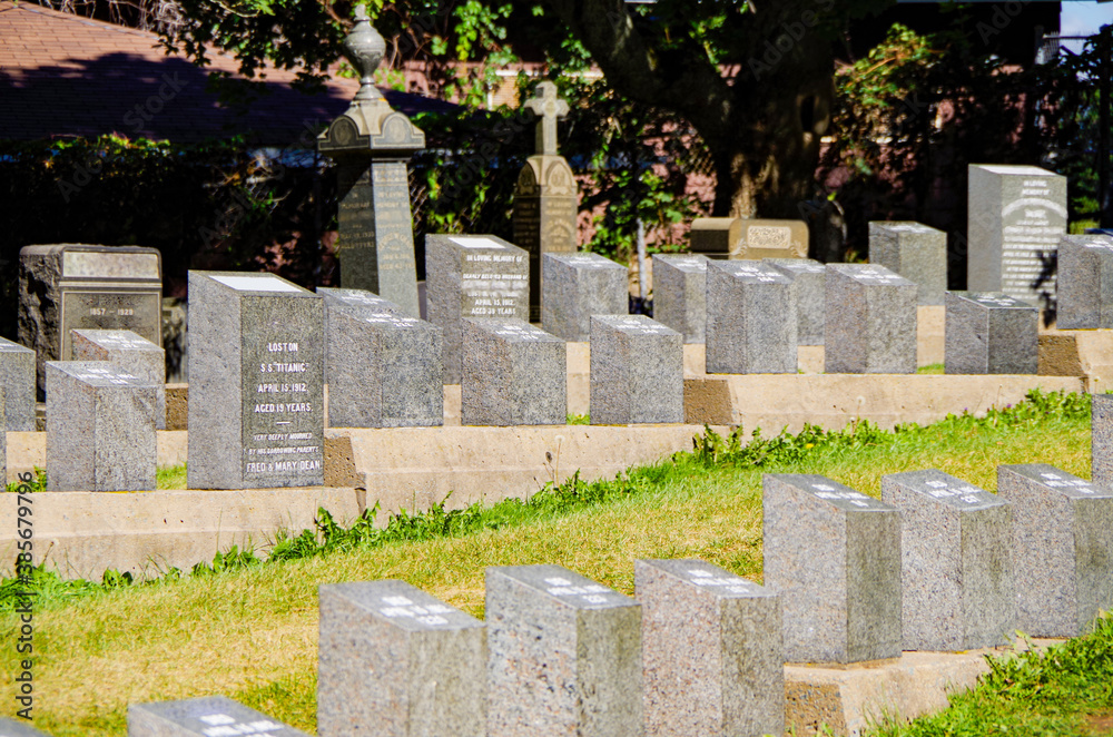 Canada, Nova Scotia, Halifax. Fairview Lawn Cemetery, memorial landmark ...