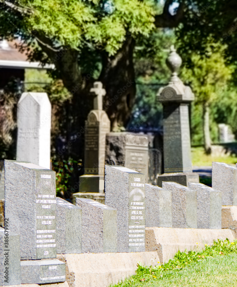 Canada, Nova Scotia, Halifax. Fairview Lawn Cemetery, memorial landmark ...