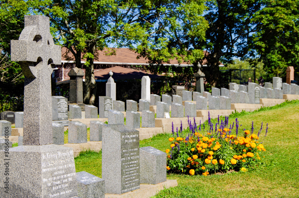 Canada, Nova Scotia, Halifax. Fairview Lawn Cemetery, memorial landmark ...