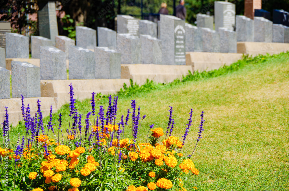 Canada, Nova Scotia, Halifax. Fairview Lawn Cemetery, memorial landmark ...