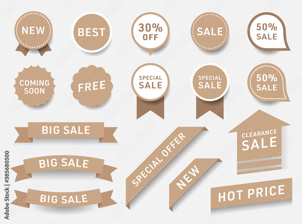 Sticker design of label, ribbon banner, banner web sticker illustration ...