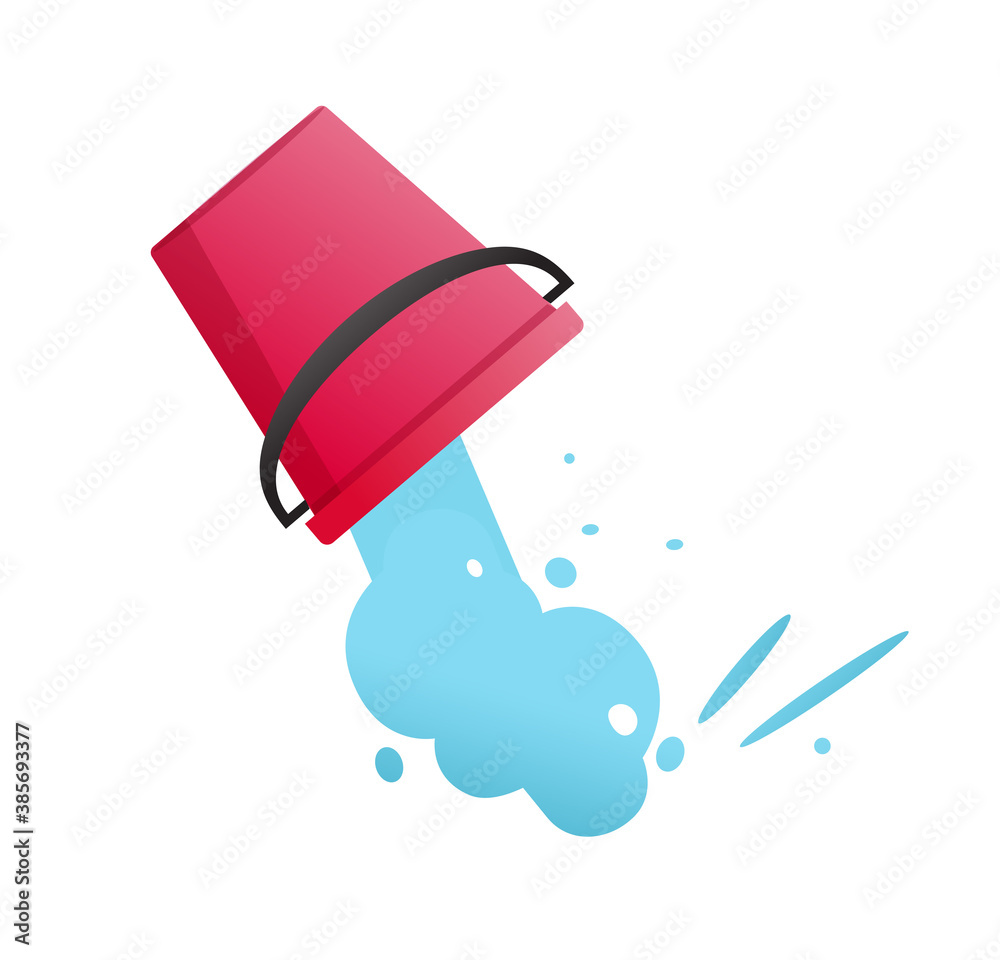 Bucket water pouring or pail shedding and spilling flow or aqua vector ...