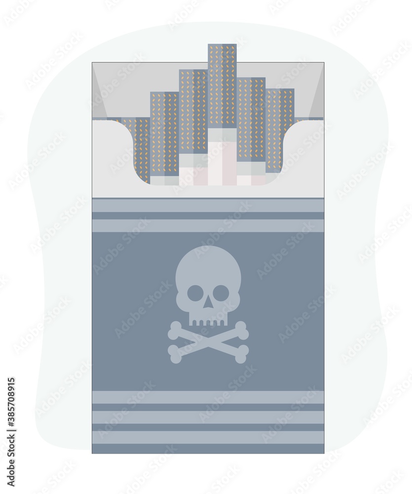 Open cigarettes pack box flat style vector illustration isolated on a ...