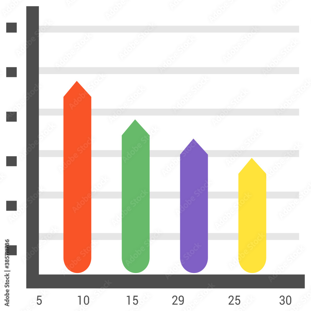 Graphical representation of a vertical bar chart, column graph Stock ...