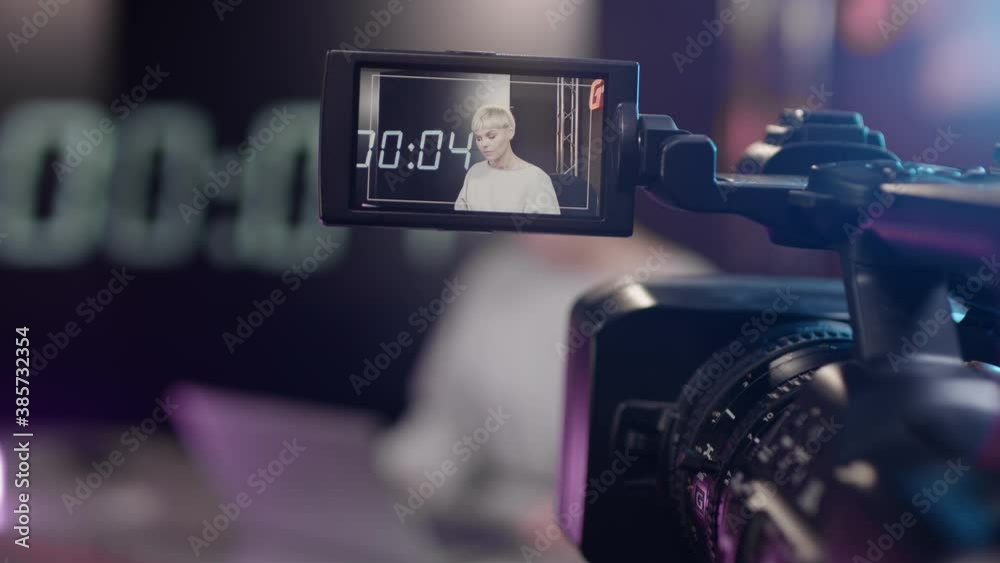 Live News Studio with Professional Anchor Reporting on the Events of ...