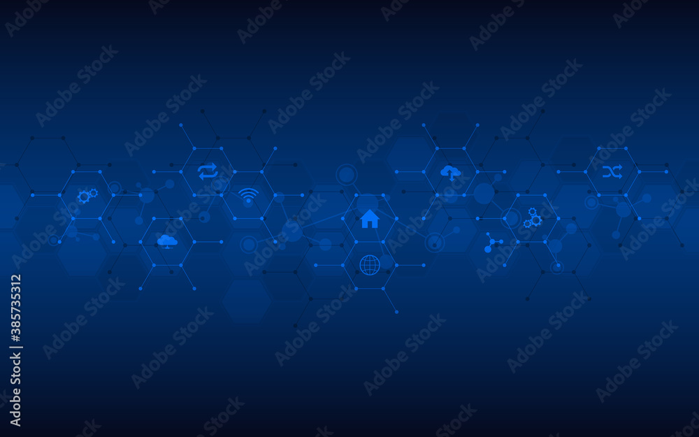 Technology background with flat icons and symbols. Concept and idea for ...
