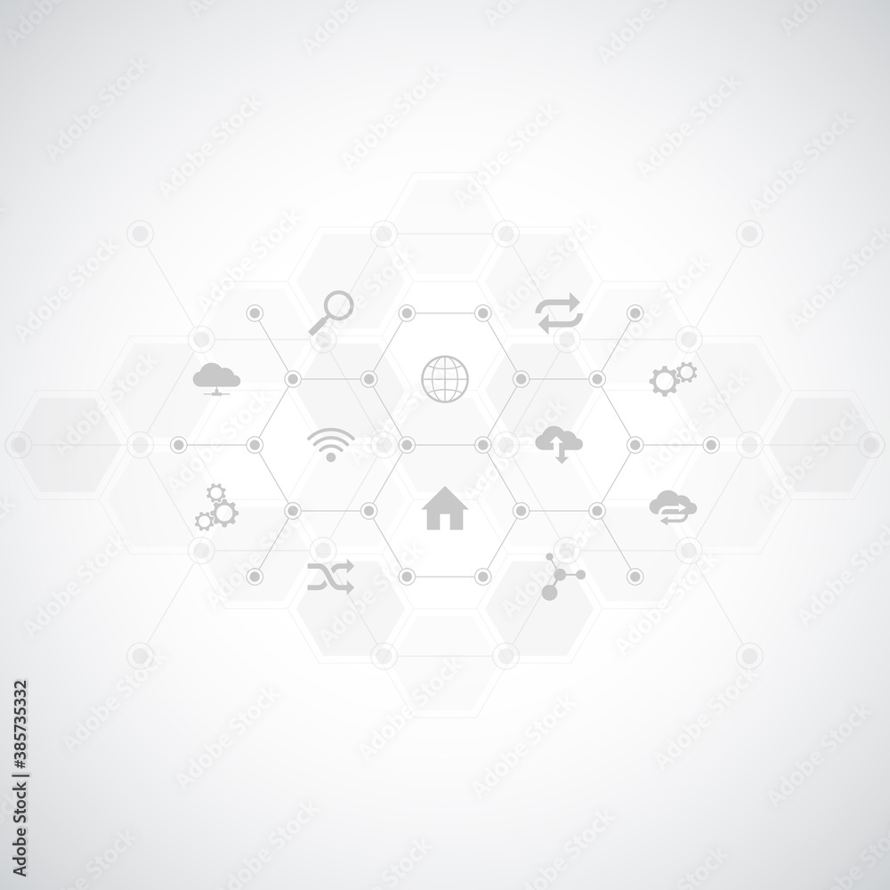 Technology background with flat icons and symbols. Concept and idea for ...