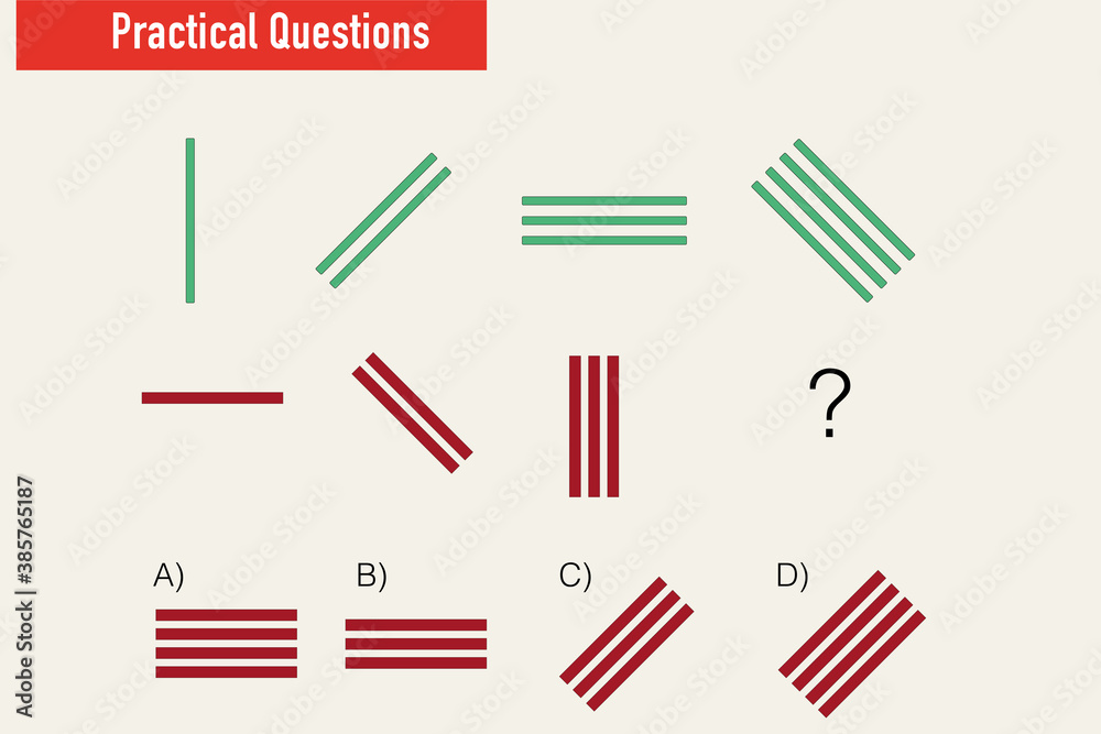 IQ test. Choose correct answer. Set of logical tasks composed of ...