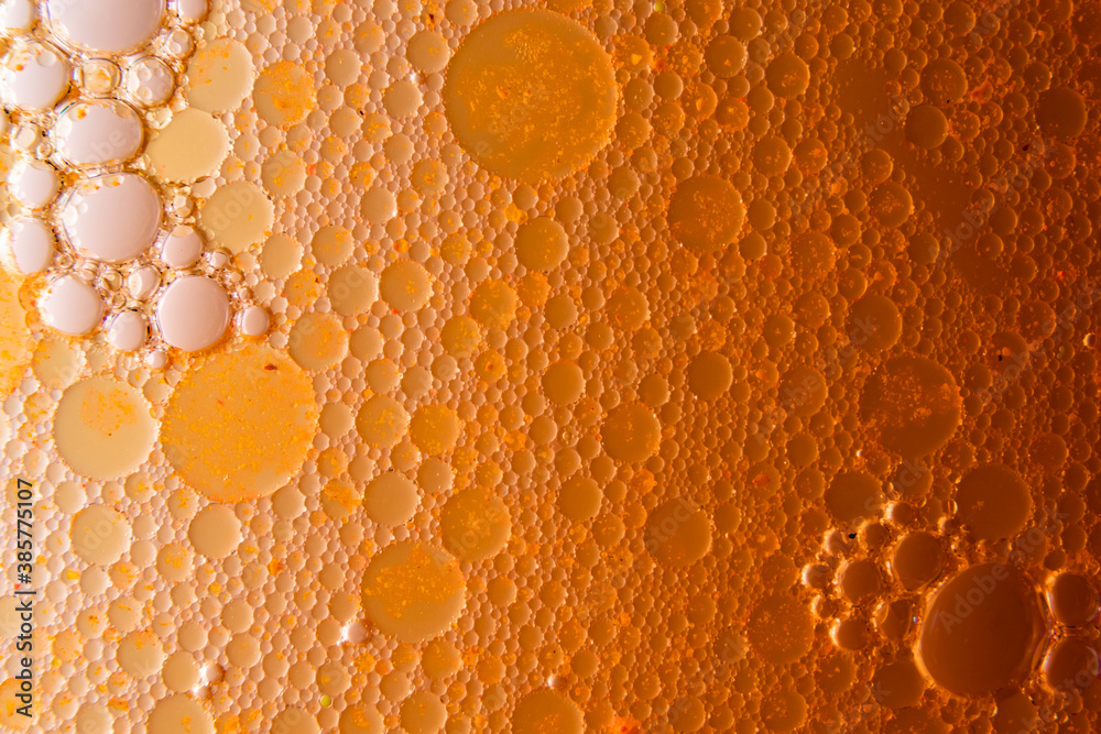 Pollution fluids. Series of photographs of particles, bubbles and ...