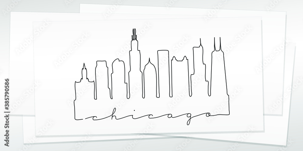 Chicago, IL, USA Doodle Skyline Hand Drawn. City One Line Art ...