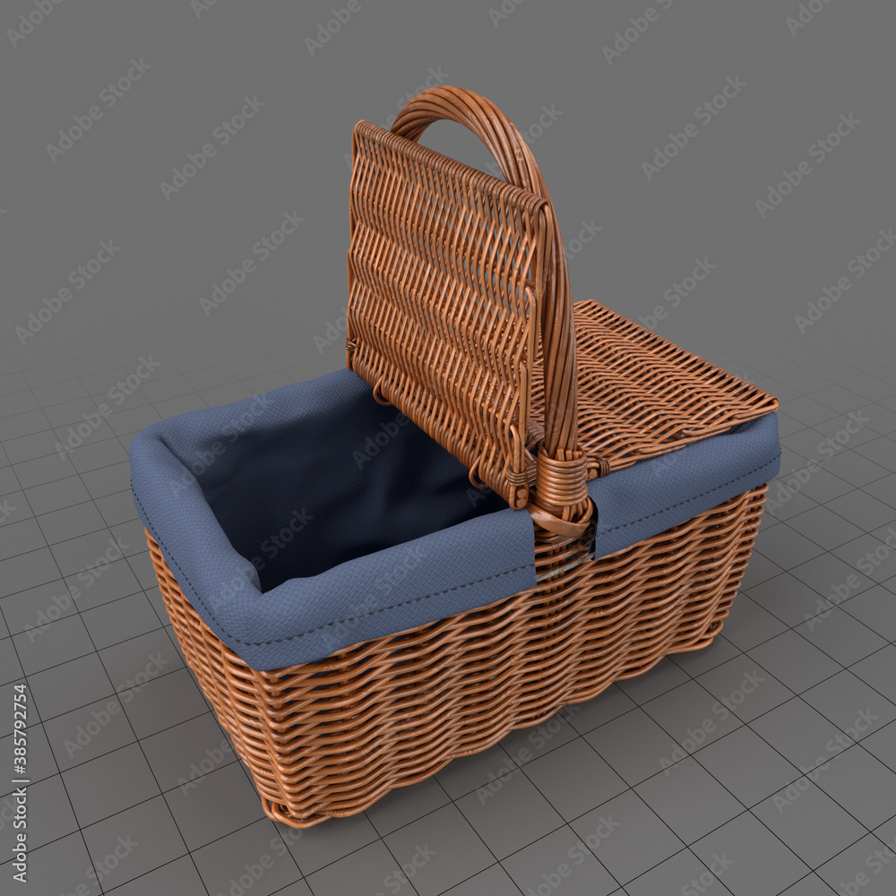 Empty picnic wicker basket Stock 3D asset | Adobe Stock