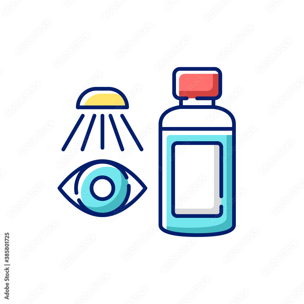 Eyewash RGB color icon. Medicinal eye shower. First aid wash. Cleaning ...