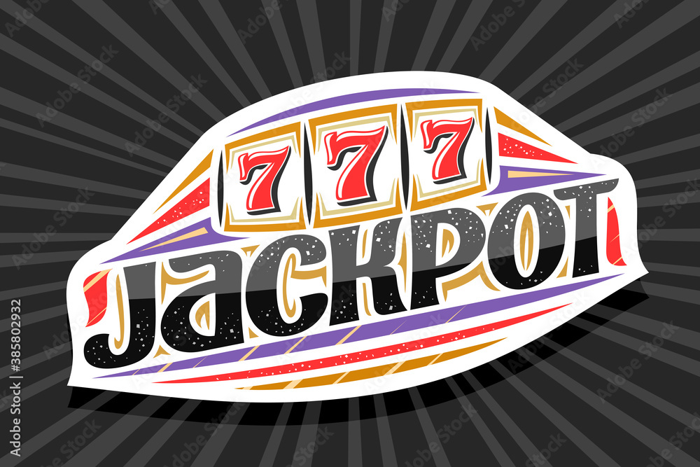 Vector logo for Jackpot, white modern badge with illustration of slot ...