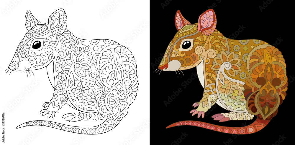 Coloring page. Mouse painting. Line art drawing for adult or kids ...