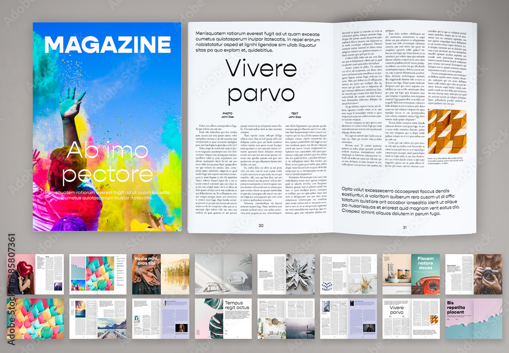 Simple and Structured Magazine Layout Stock Template | Adobe Stock