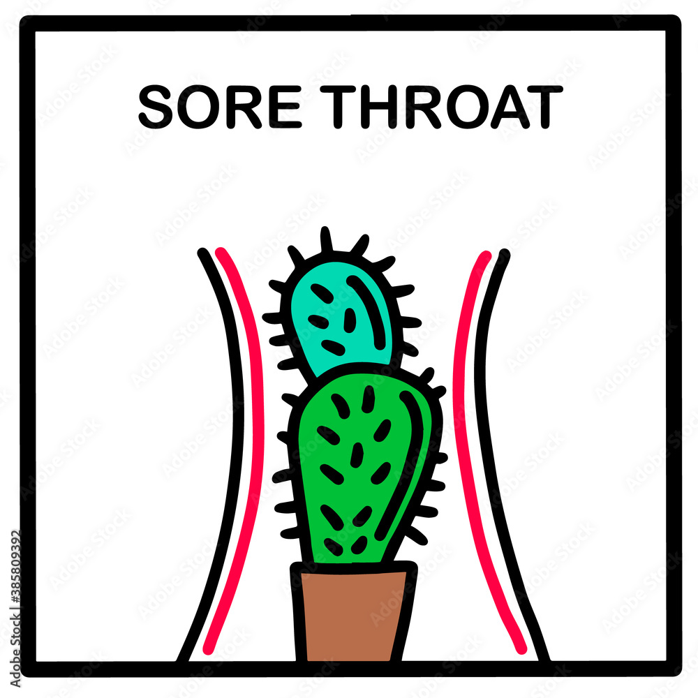Sore throat hand drawn vector illustration in cartoon doodle style icon ...