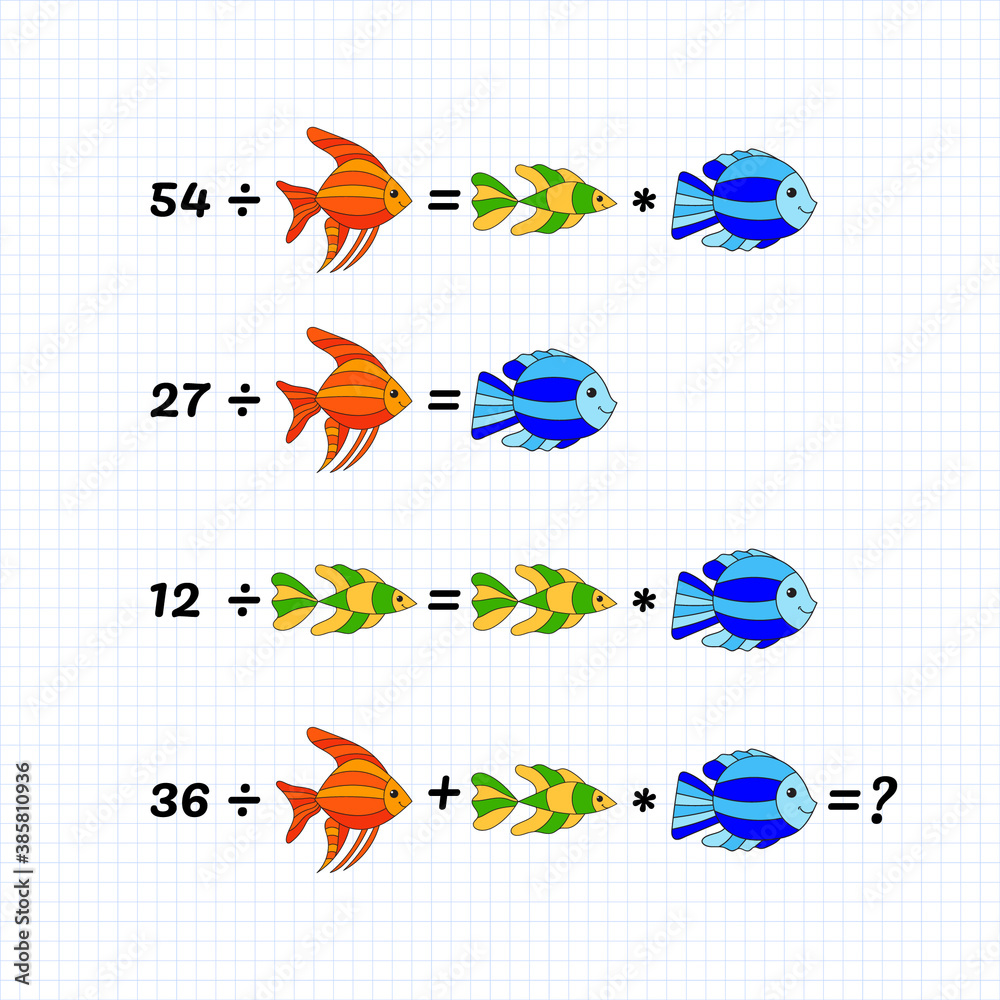 Mathematics educational game set for children. Advanced level. Learning ...